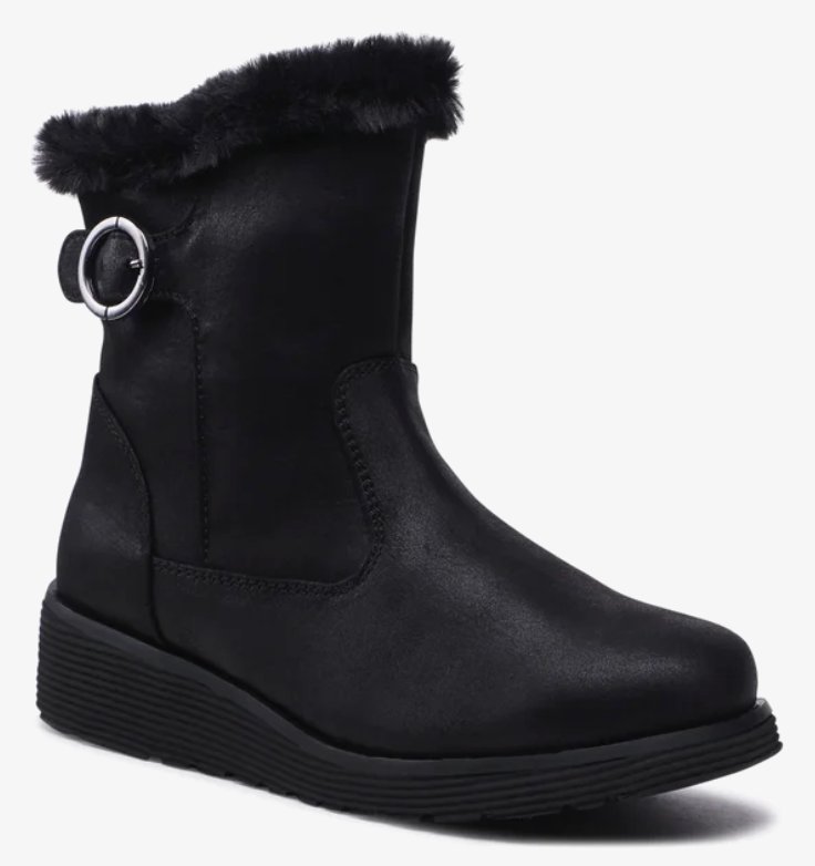 Botki zimowe damskie SKECHERS KEEPSAKES WEDGE COMFY WINTER czarne 39 EU ...