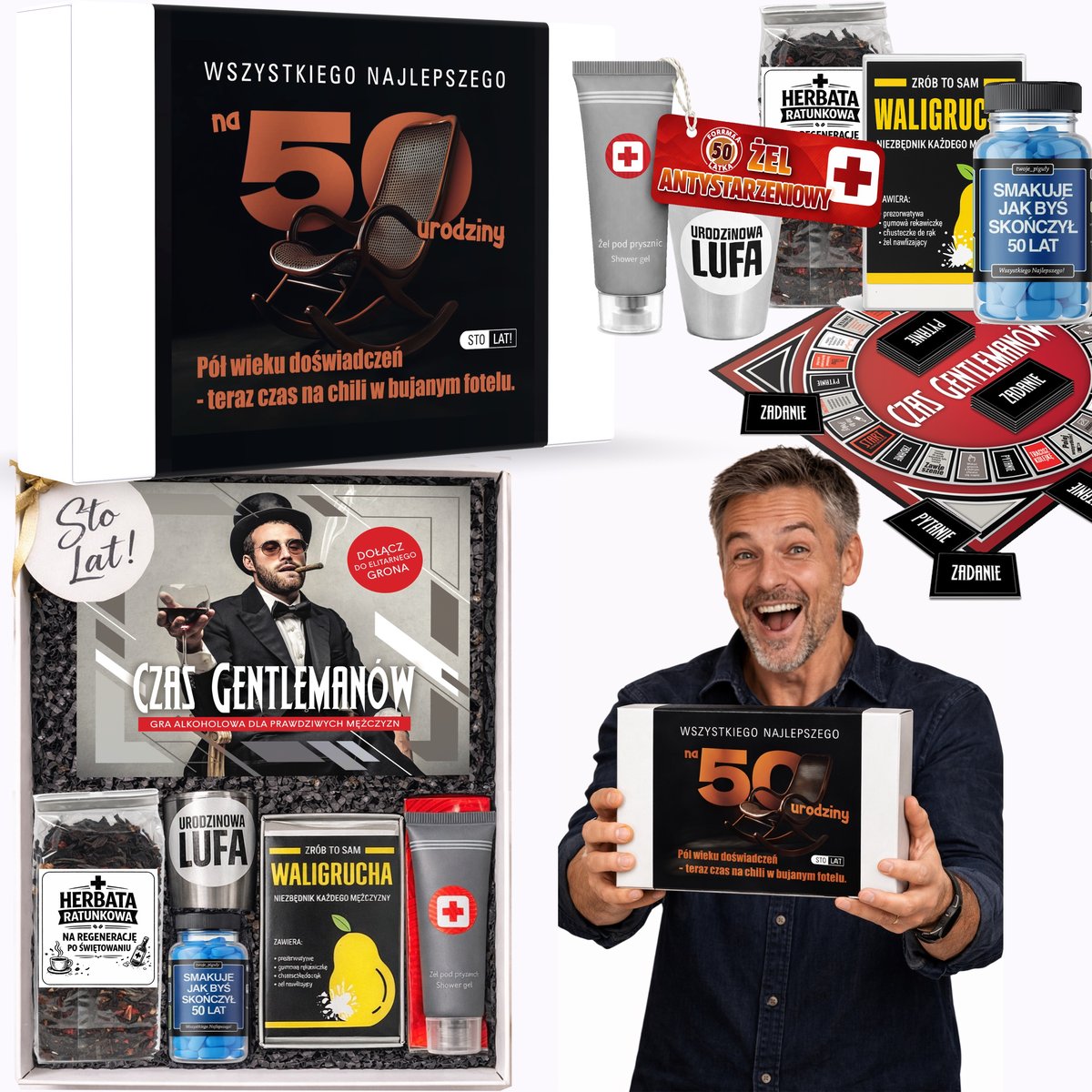 BOX PREZENTOWY na 50 urodziny dla Faceta NIEZBĘDNIK MĘŻCZYZNY - Grammi ...