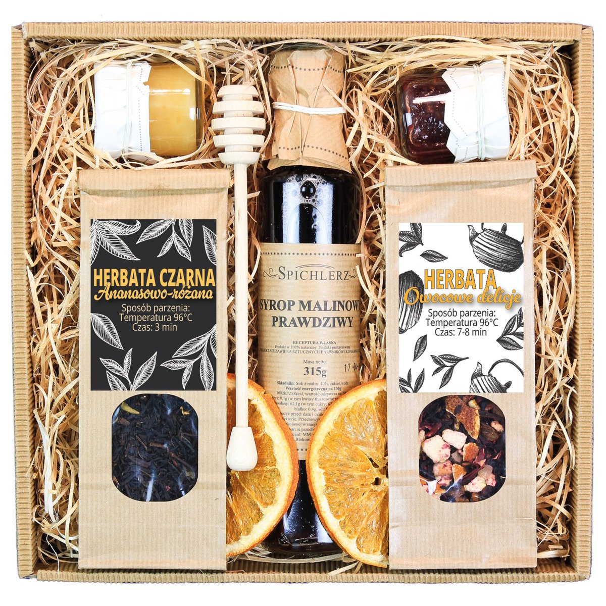 BOX Prezentowy Zestaw Herbat Prezent Urodziny Na Święta Miód Syrop ...