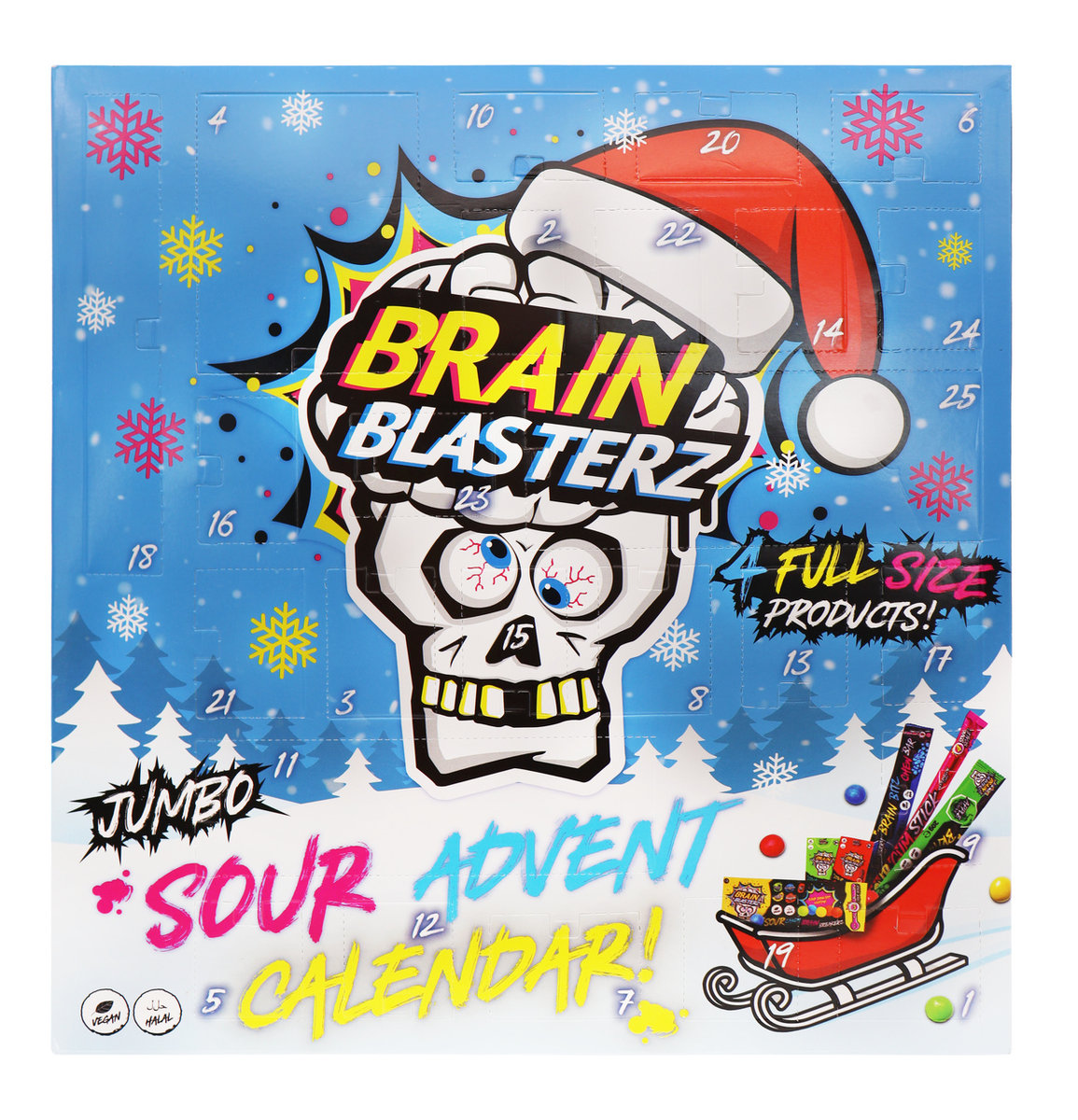 Brain Blasterz Kalendarz Adwentowy 306g zestaw kwaśnych słodyczy na ...
