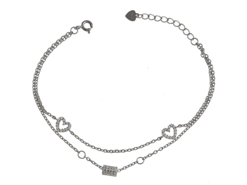 Bransoleta Srebrna Serca Na Łańcuszku B1108 - FALANA | Moda Sklep EMPIK.COM