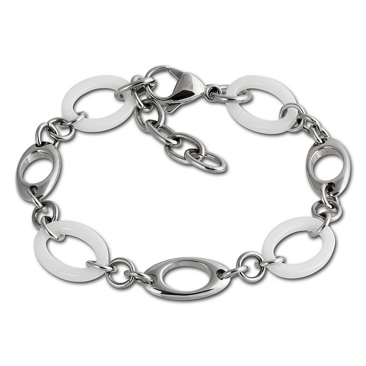 Bransoletka Amello Stainless Steel Ceramic Cone srebrny biały Biżuteria ...