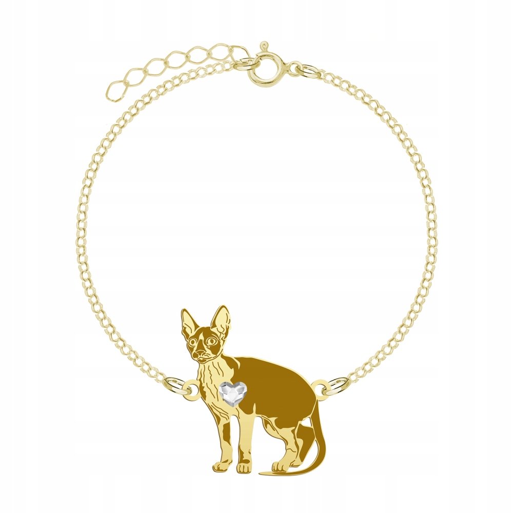 Bransoletka Złota Kot Cornish Rex 925 Łańcuszek Biżuteria GRAWER GRATIS ...