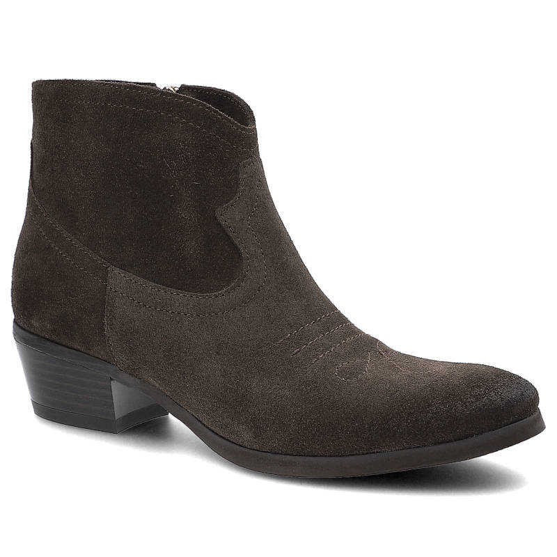 Brązowe Botki Carinii Damskie Skórzane Obuwie - Carinii | Moda Sklep EMPIK.COM