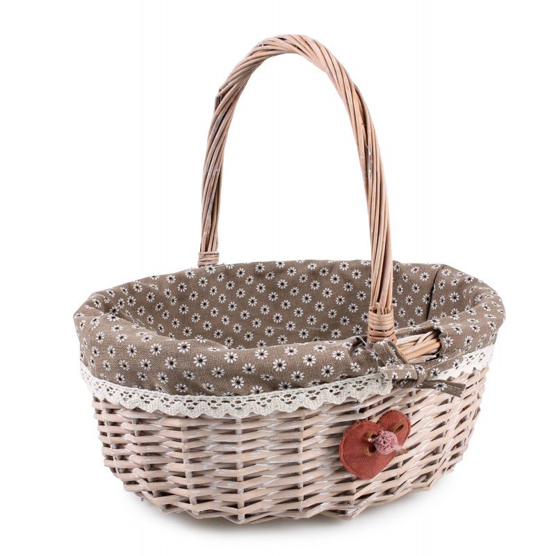 Brązowy Koszyk Wiklinowy z materiałem 34x28x15/34 cm - Tin Tours ...