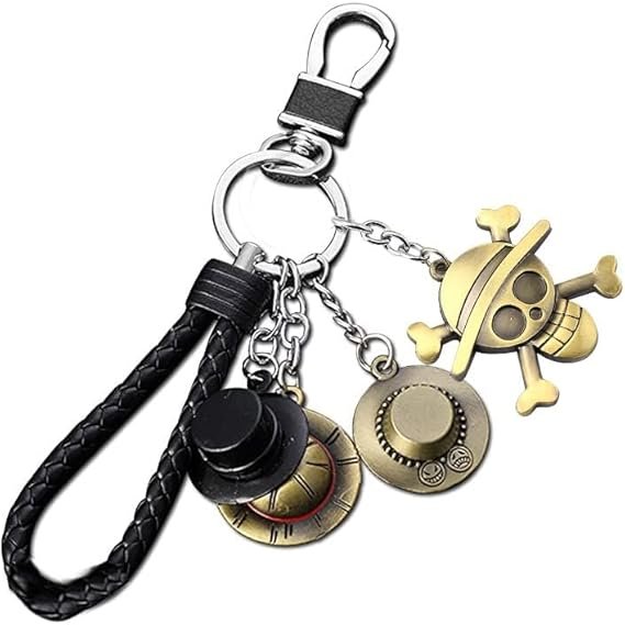 Brelok z kreskówkową kreskówką Lu Fei Słomkowy kapelusz i czaszka wokół breloka Metalowy brelok ...