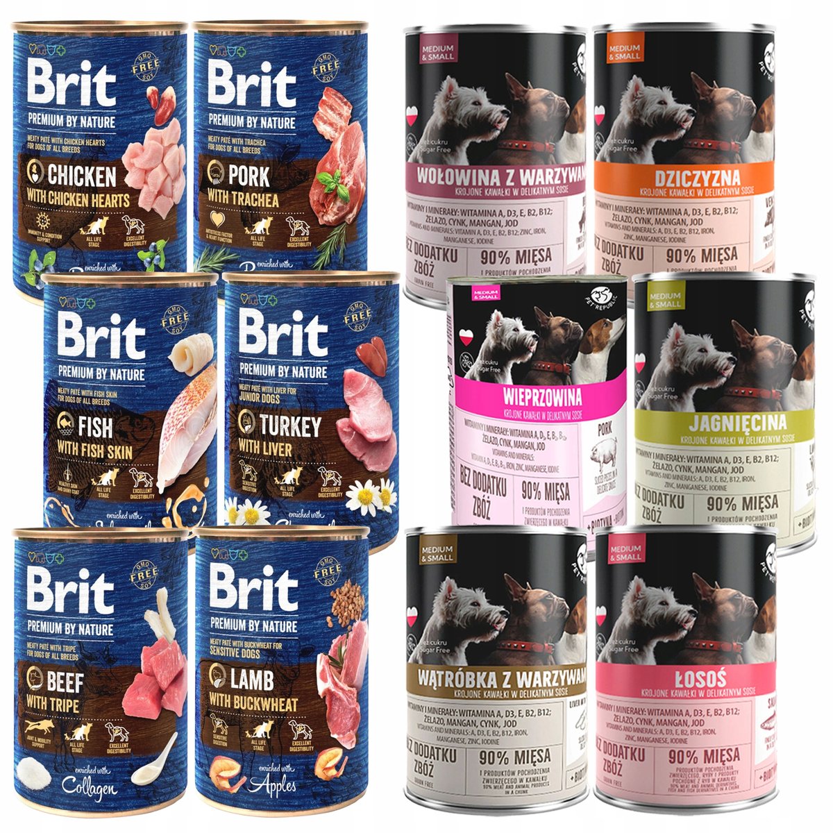 BRIT BY NATURE PET REPUBLIC Karma mokra dla psa mix smaków 12 x 400g ...