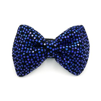 Brokatowa niebieska muszka dla psa; karnawałowa sylwestrowa disco party ...