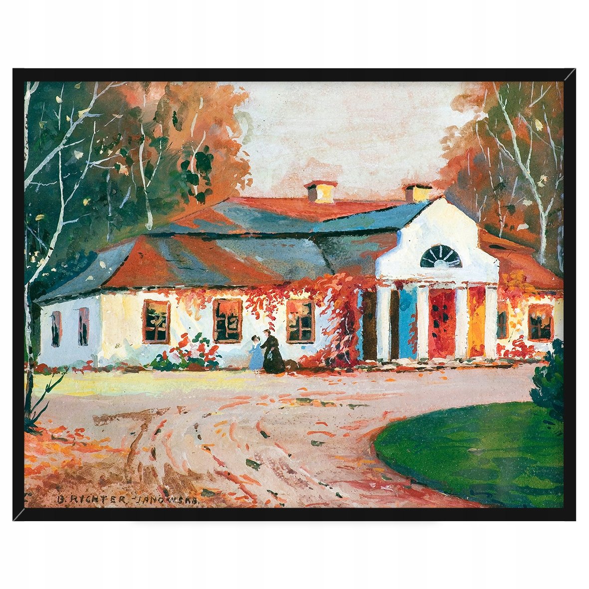 Bronisława Rychter-Janowska Dworek Jesienią OBRAZ 40x50 - ANTYKWARIAT ...