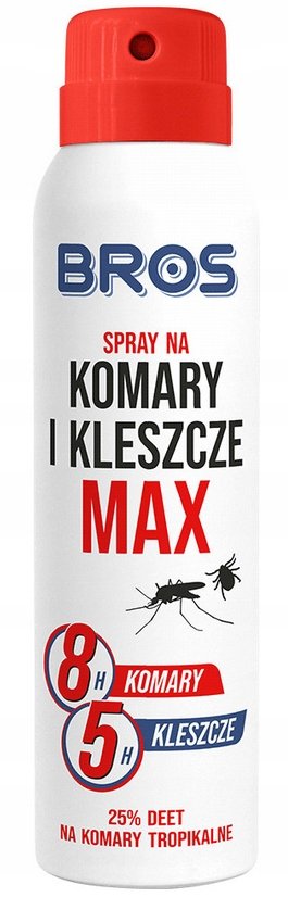BROS SPRAY PREPARAT PŁYN ŚRODEK KOMARY I KLESZCZE MAX 90ml PRZECIW ...