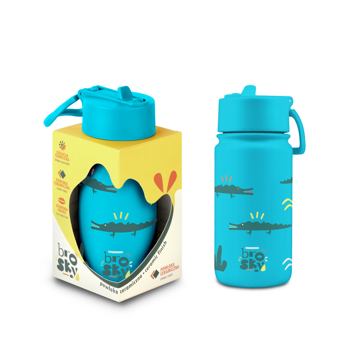 Brosky Kids Morska butelka na wodę dla dzieci w krokodyle 450ml - Inna ...
