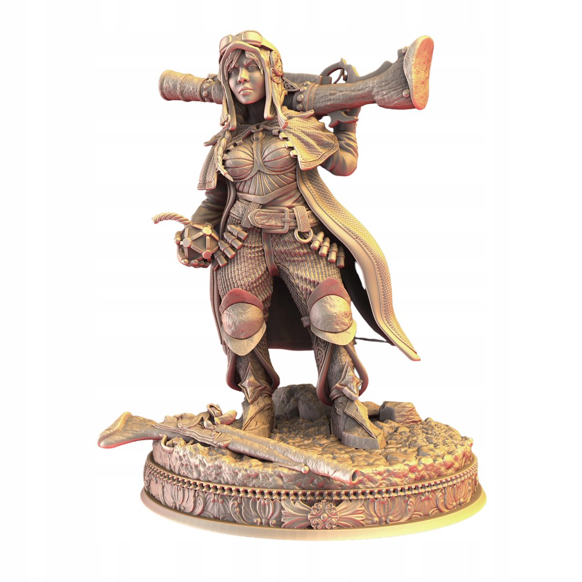 Brumhilda Krasnolud Łowca Gun Figurka 12k + Podstawa do DND D&D druk 3D ...