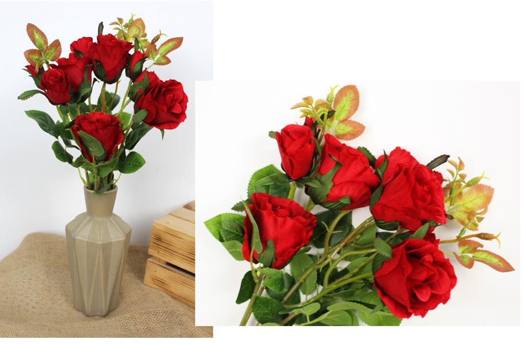 Bukiet Czerwonych Róż - 7 Kwiatów I 3 Pąki, Wysokość 40 Cm, Wd-115C - 7&7 | Sklep EMPIK.COM