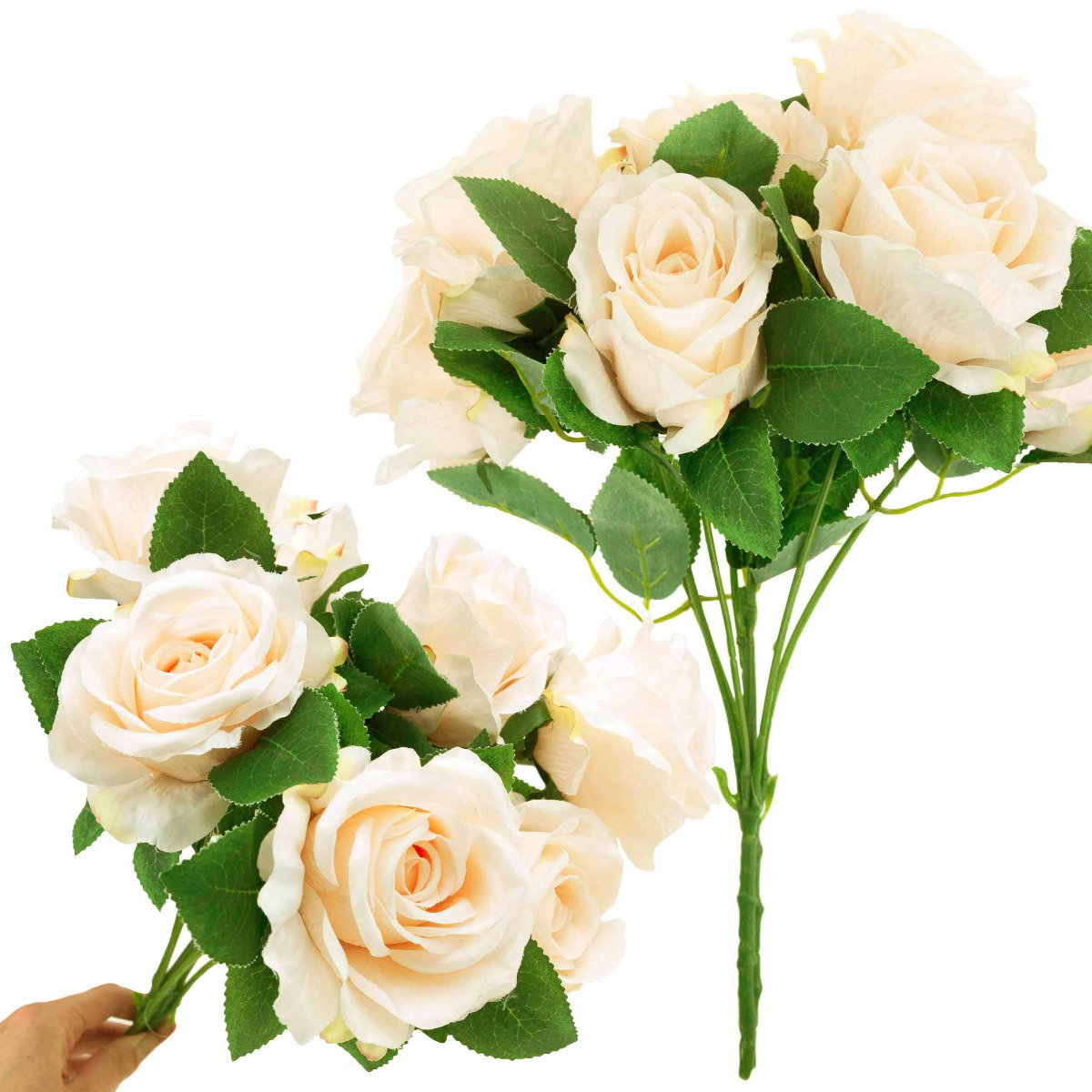 Bukiet Róż Róże Kwiaty Sztuczne Śliczne Różyczki W Bukiecie Kremowy ...