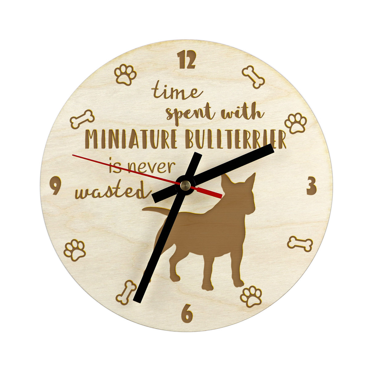 Bulterier miniaturowy, Miniature Bull Terrier - zegar z psem, drewniany ...