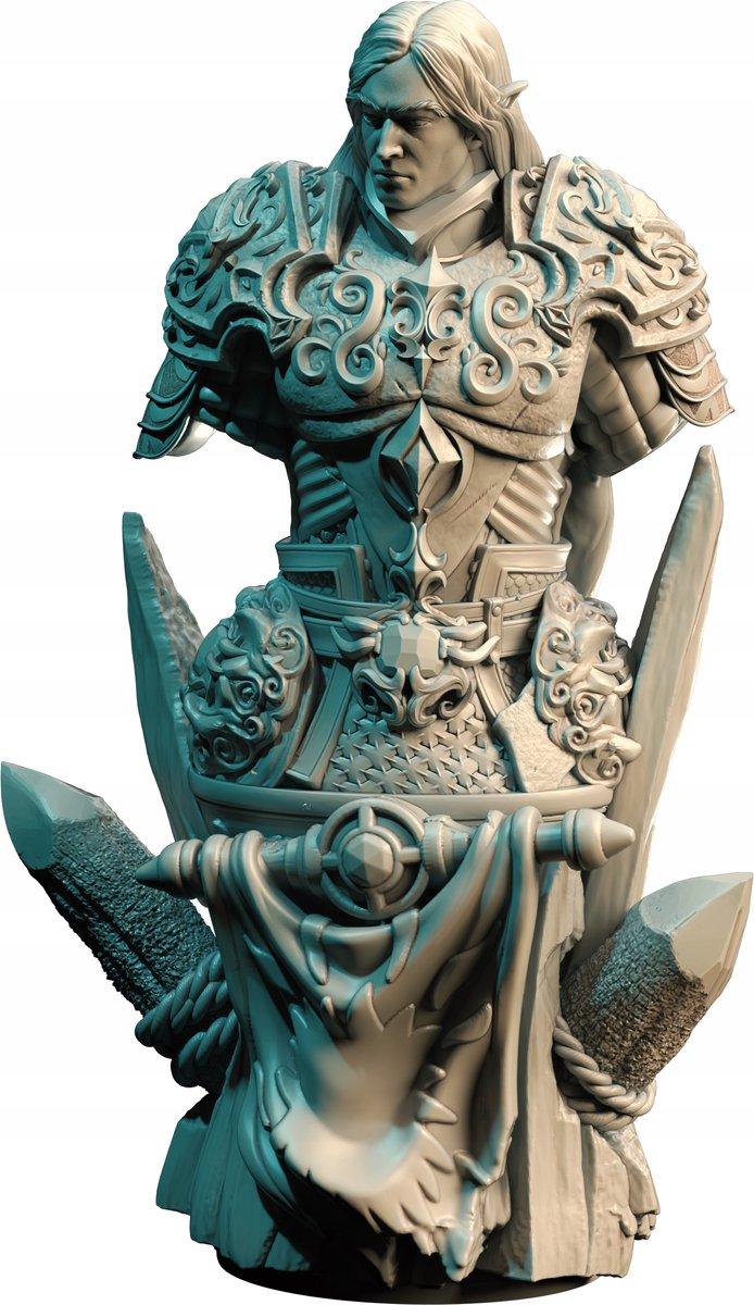 BUST Popiersie Elfi Rycerz - Rolen 120mm wysokość figurka 3D do DND D&D ...
