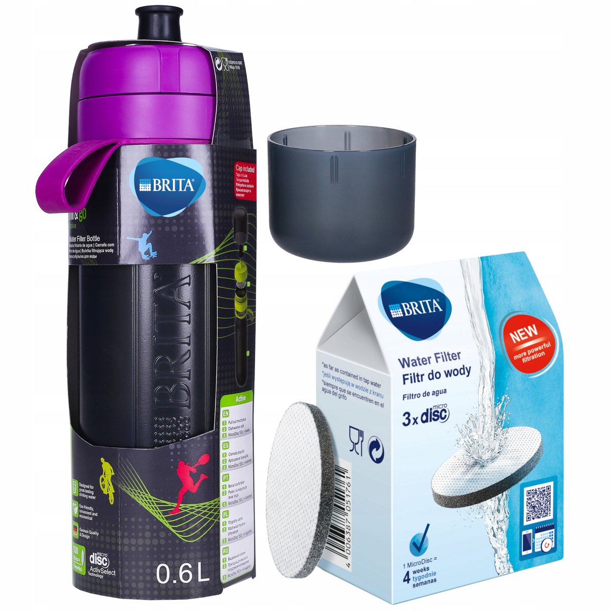 Butelka Brita Active 0,6L Fiolet + 4X Microdisc - Brita | Sklep EMPIK.COM