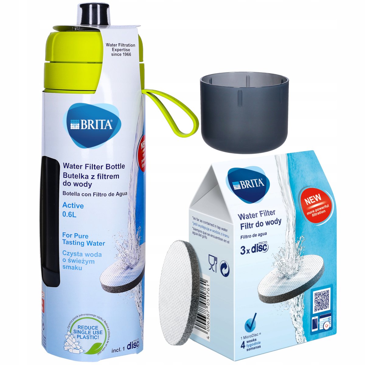 Butelka Brita Active 0,6L Limonkowa + 4X Microdisc - Brita | Sklep EMPIK.COM