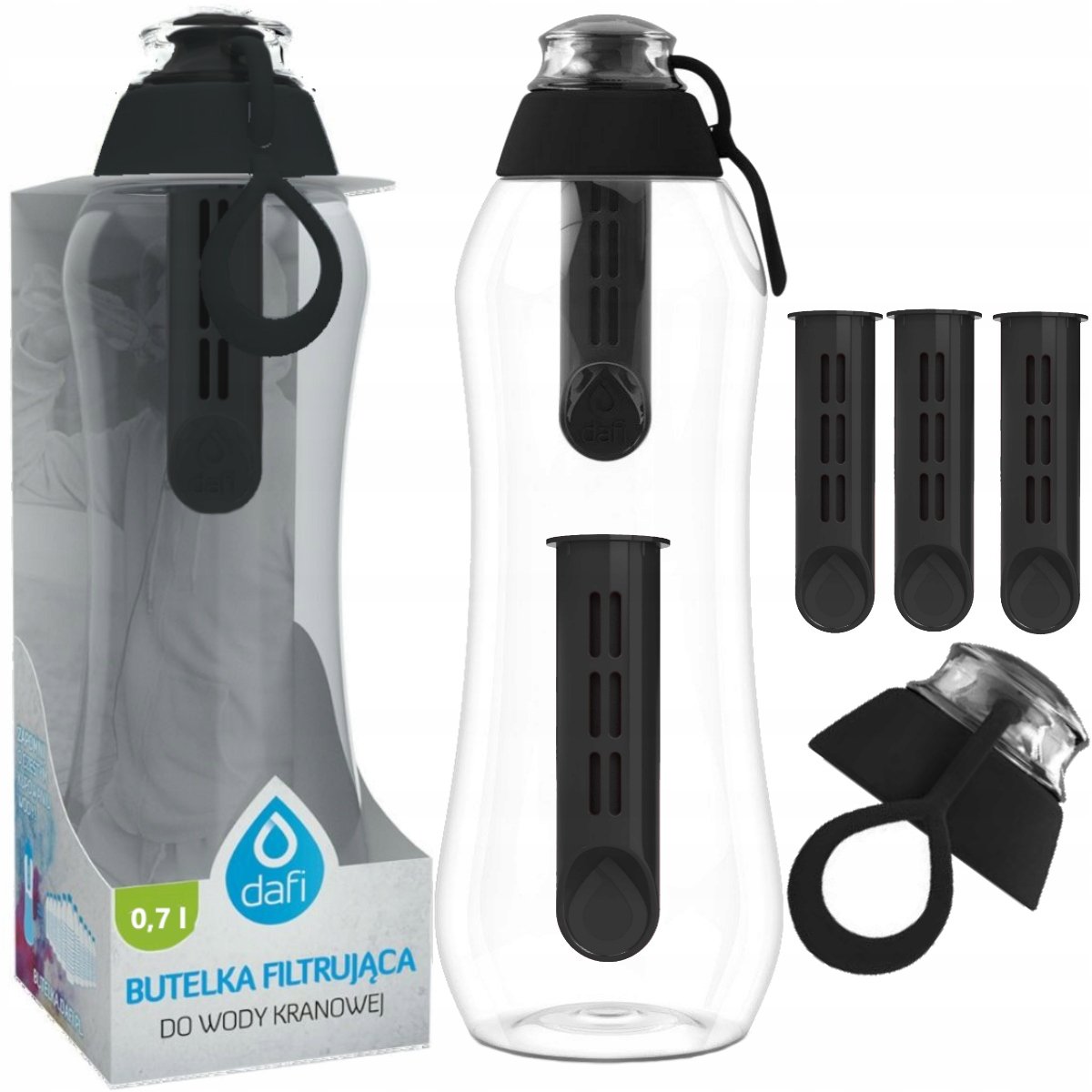 Butelka Dafi Soft czarna 0,7l + 5x filtr do wody nakrętka - Dafi ...
