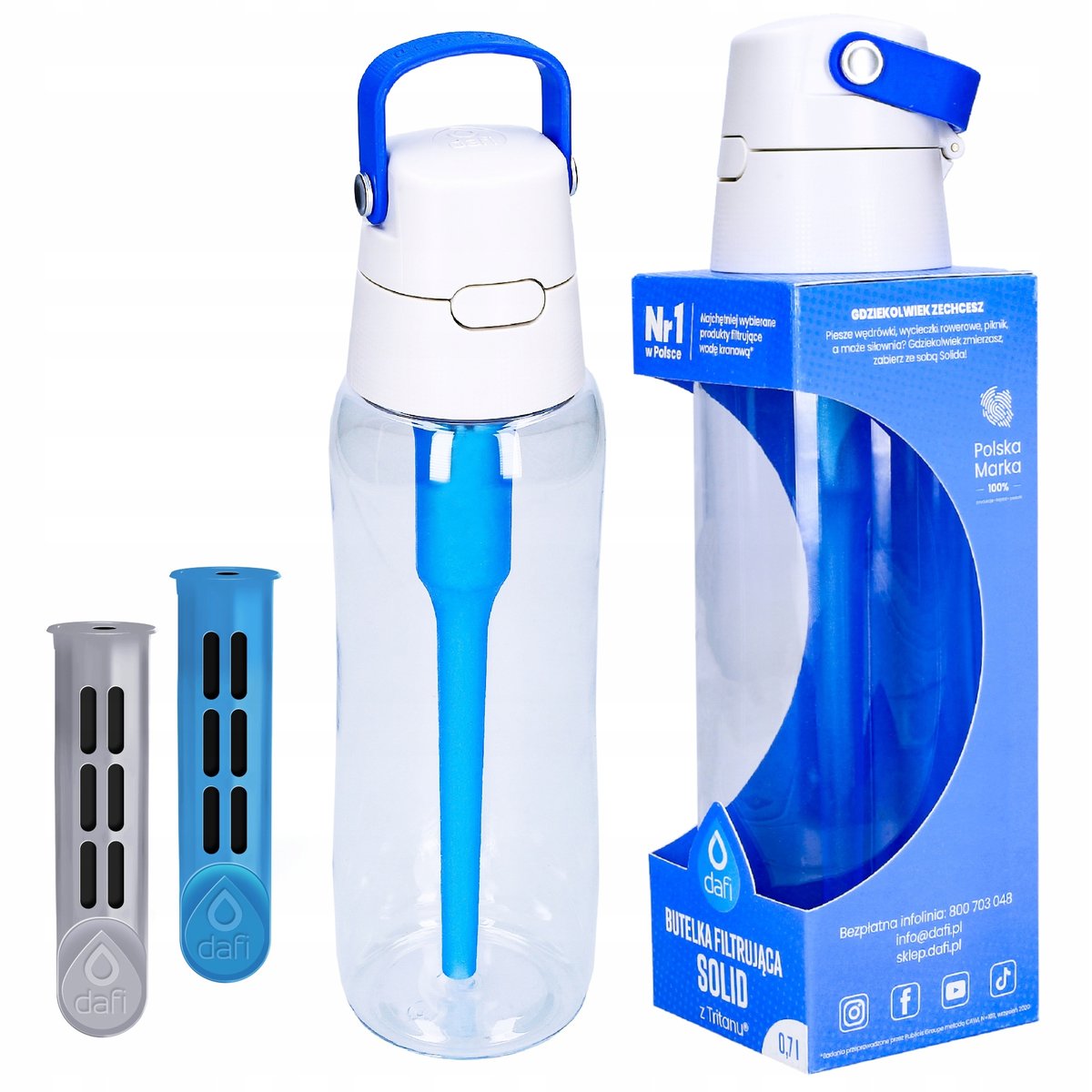 Butelka Do Wody Dafi 0,7L Niebieska + 2 Filtry - Dafi | Sklep EMPIK.COM