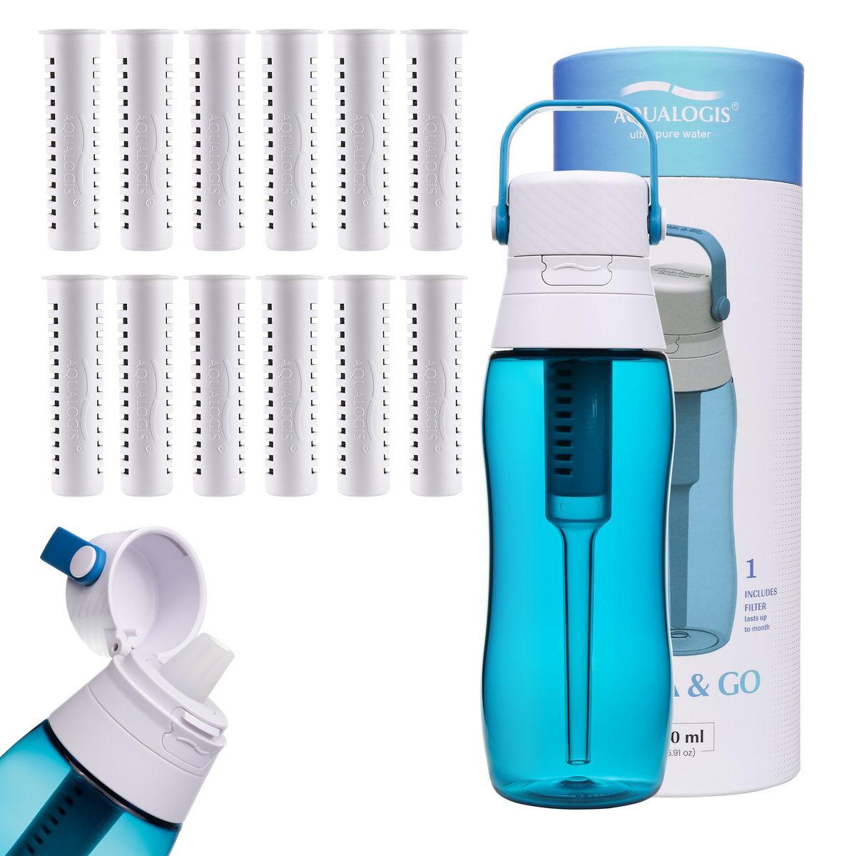 Butelka filtrująca Aqualogis ocean blue 500ml + 12 filtrów - Aqualogis | AGD Sklep EMPIK.COM