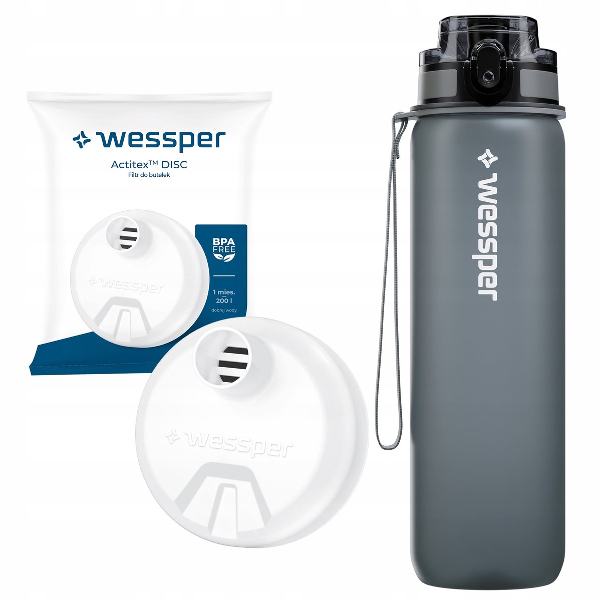Butelka filtrująca motywacyjna Wessper Activemax Tritan 0,5l +1x Filtr ...