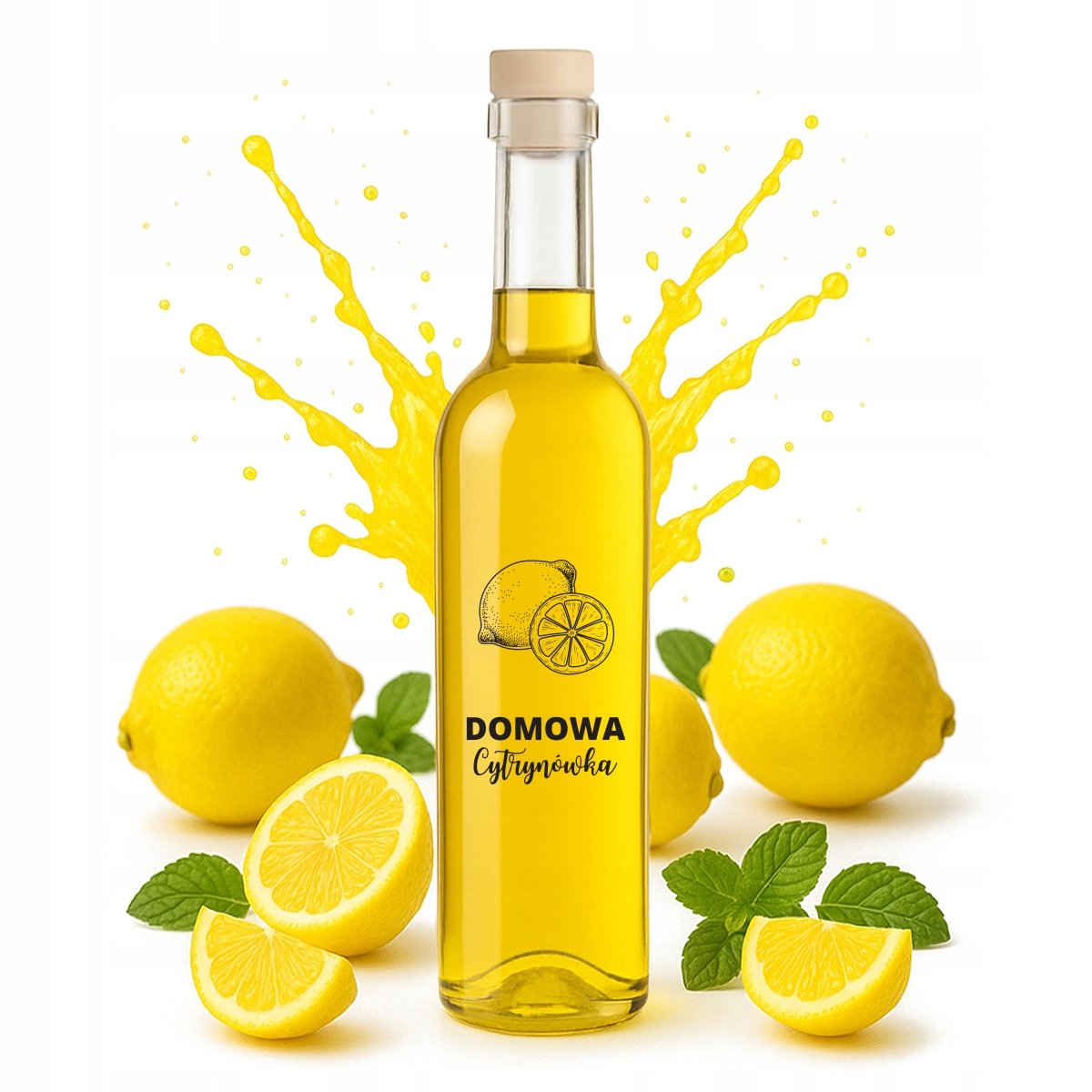 Butelka FUTURA 0,5L z NADRUKIEM DOMOWA CYTRYNÓWKA na alkohol sok ...