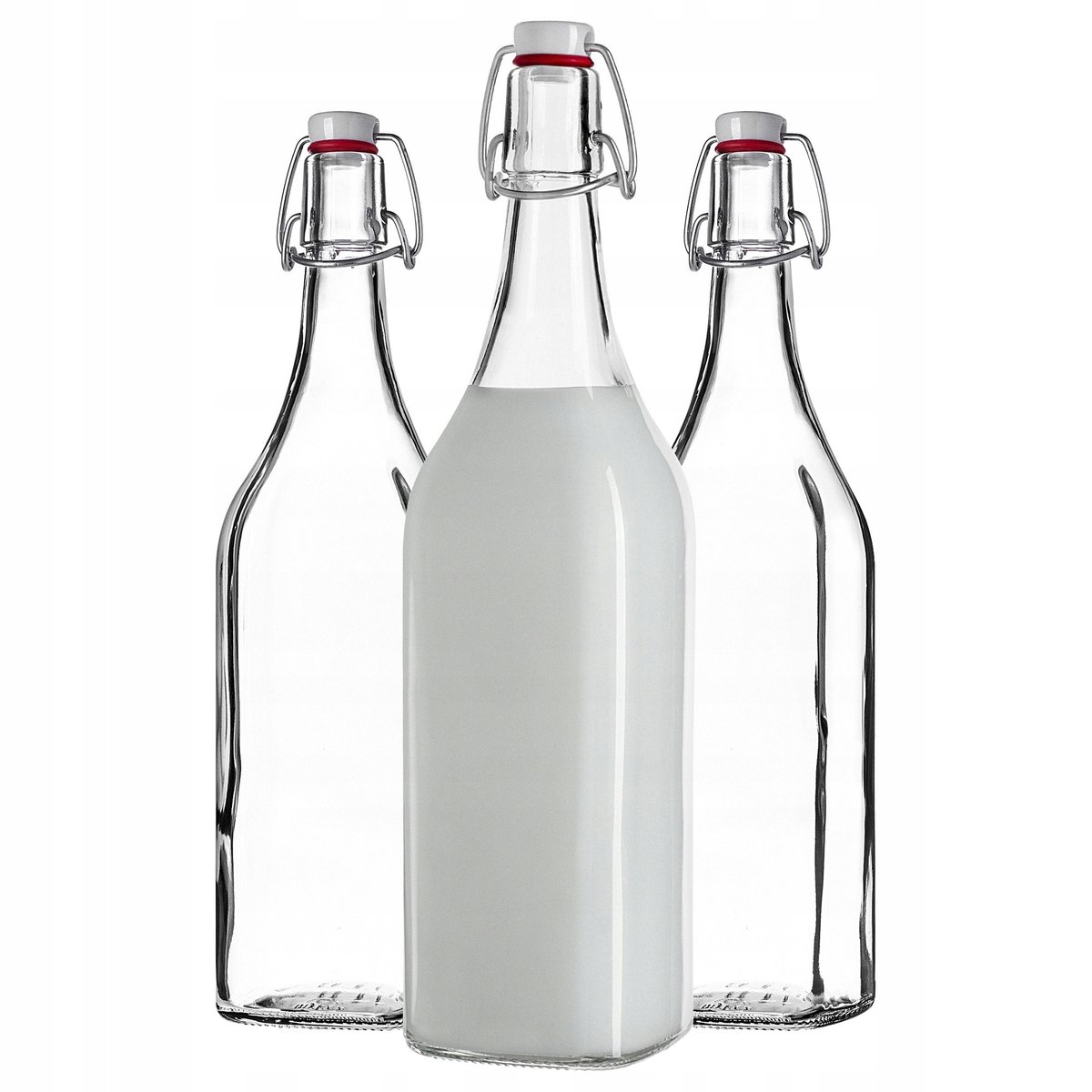 BUTELKA SZKLANA BUTELKI SZKLANE 1L 1000 ml NA MLEKO MLEKA Z KORKIEM 3 ...