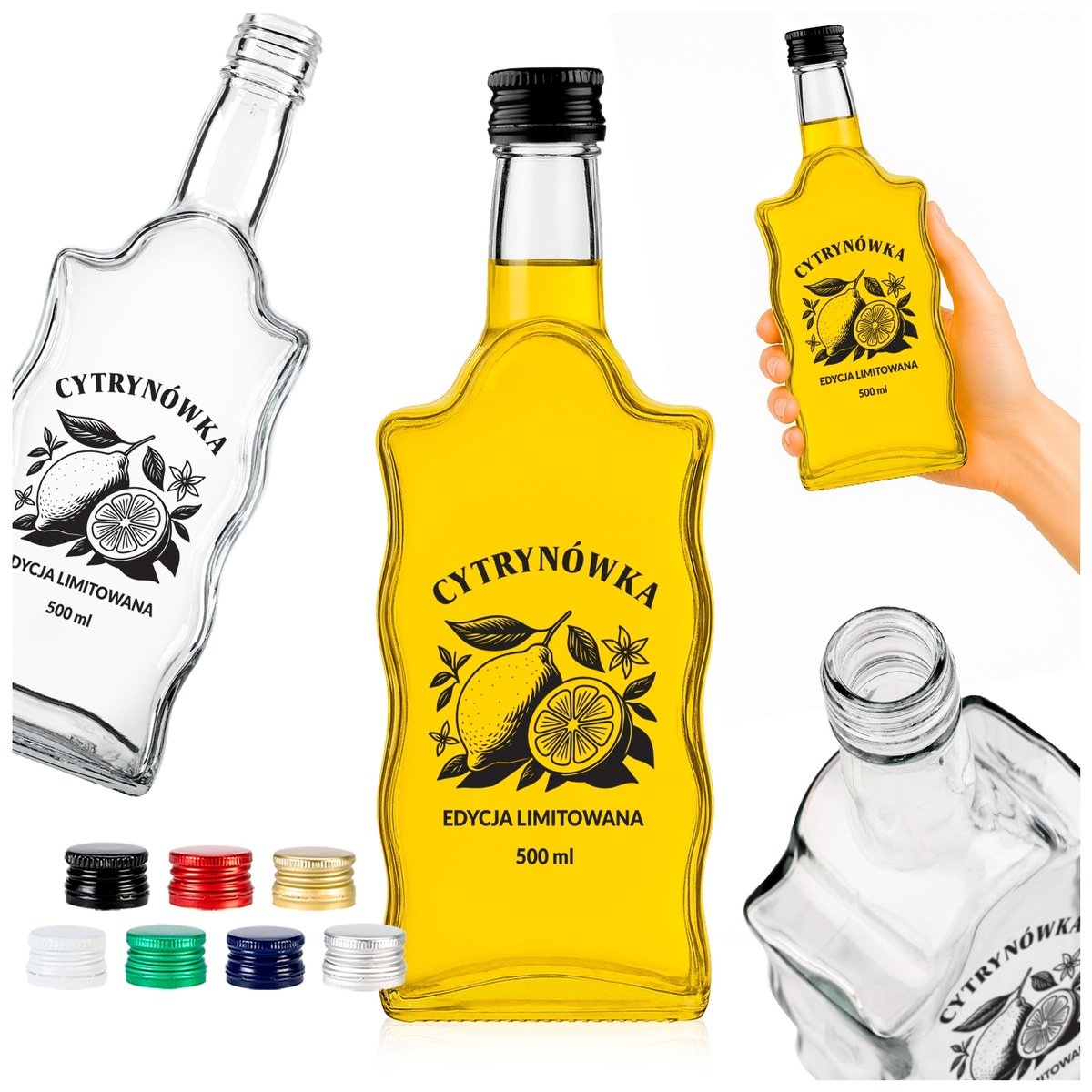BUTELKA SZKLANA NA NALEWKI CYTRYNÓWKĘ CYTRYNÓWKA WÓDKĘ FALA 500ML ...