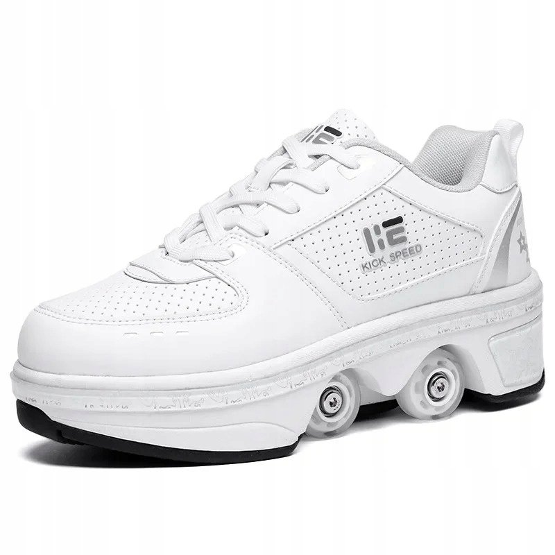 BUTOROLKI BUTY ROLKI Z KÓŁKAMI ROLKAMI PODŚWIETLANE 7-LED UNISEX BIAŁE ...