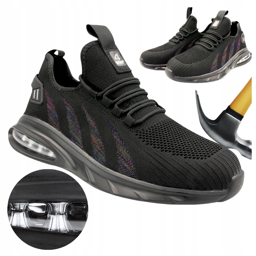 Buty męskie robocze SNEAKERSY czarne Oddychające z Noskiem BHP Lekkie r ...