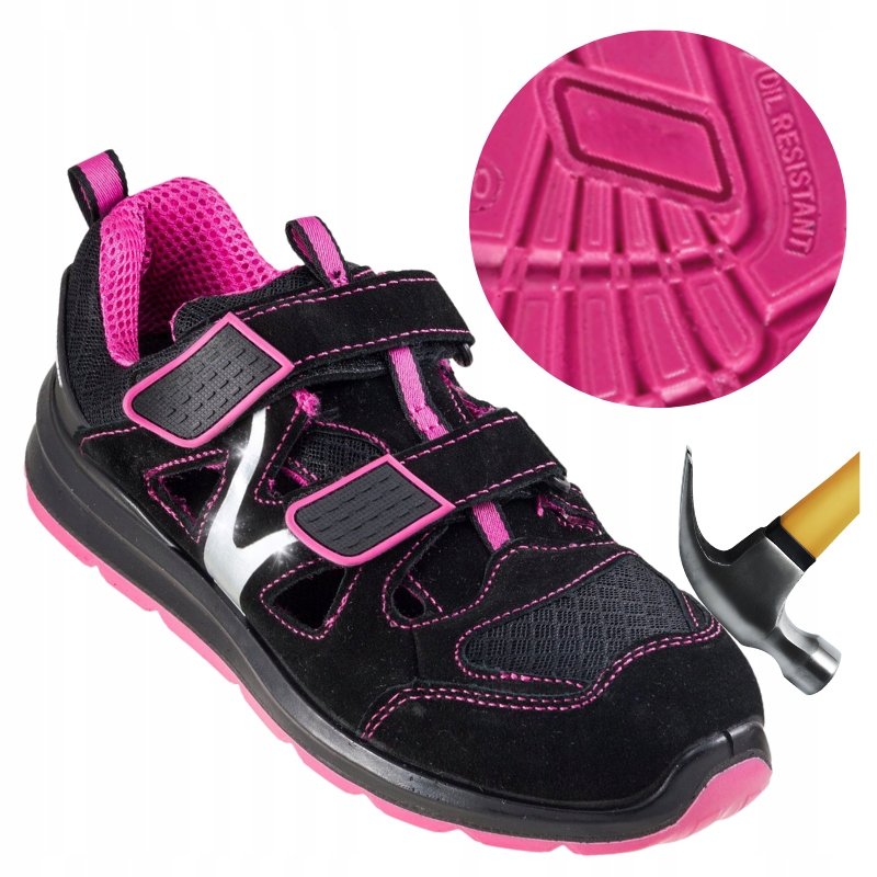 Buty robocze damskie Sandały BHP skórzane z Metalowym Noskiem Lekkie r ...