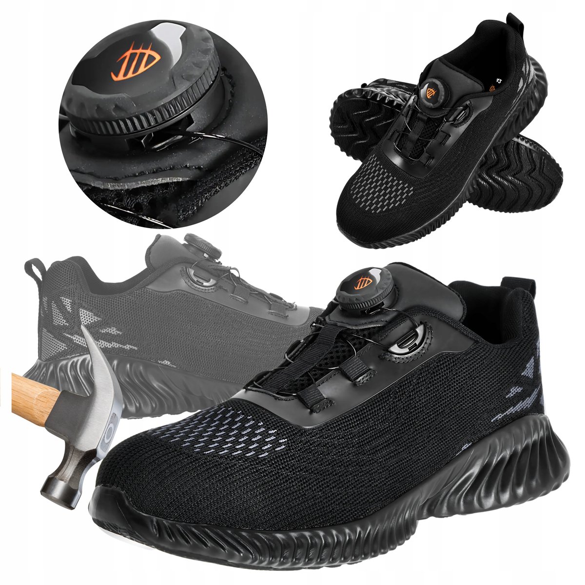 Buty robocze męskie Półbuty Siatkowe BOA z Noskiem BHP Oddychające ...