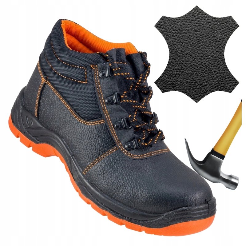 Buty robocze męskie TRZEWIKI SKÓRZANE ochronne z Noskiem BHP Lekkie r ...