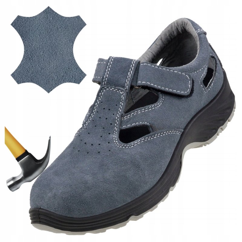 Buty robocze Sandały męskie Skórzane Lekkie z Metalowym Noskiem BHP r ...