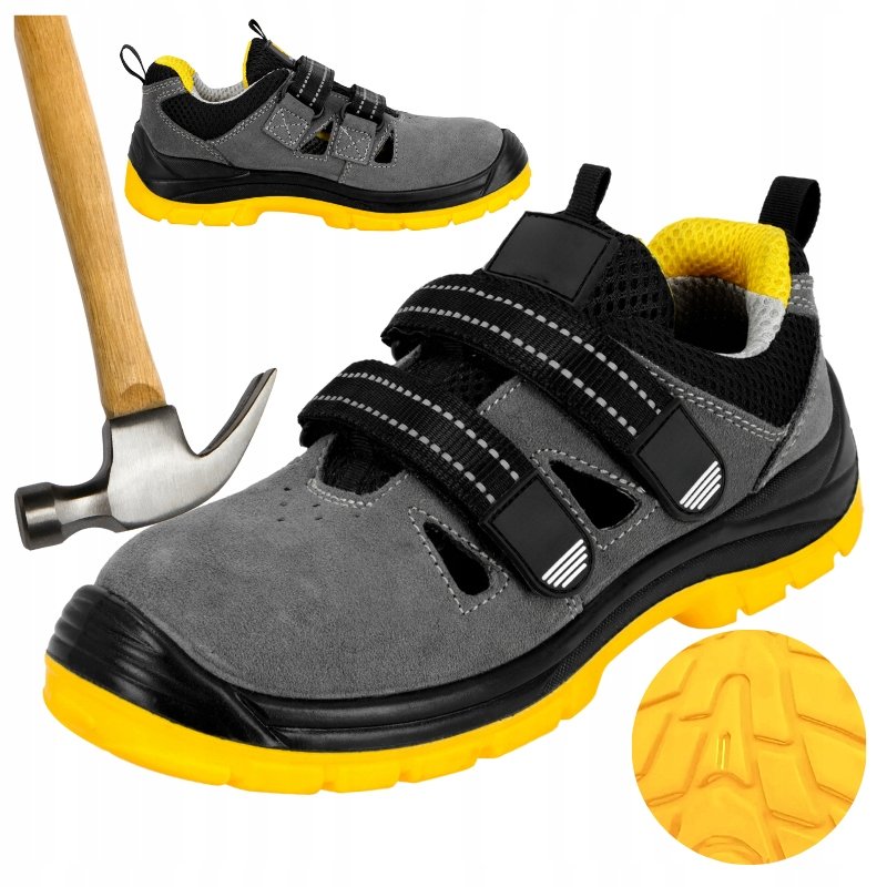 Buty robocze Sandały Robocze skórzane ochronne Przewiewne z Podnoskiem ...