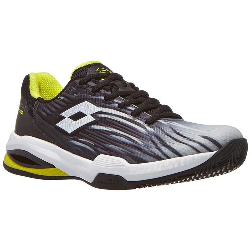 BUTY TENISOWE LOTTO MIRAGE 200 II PRT CLY MEN BLACK/WHITE/GREEN 47 ...