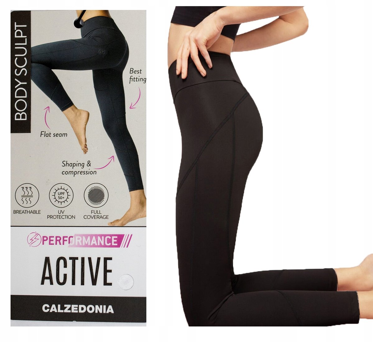 CALZEDONIA legginsy sportowe czarne ACTIVE PERFORMANCE SCULPT ...