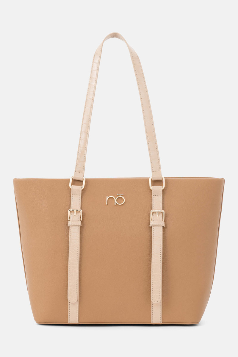Camelowa shopperka Nobo z paskami croco - Nobo | Moda Sklep EMPIK.COM