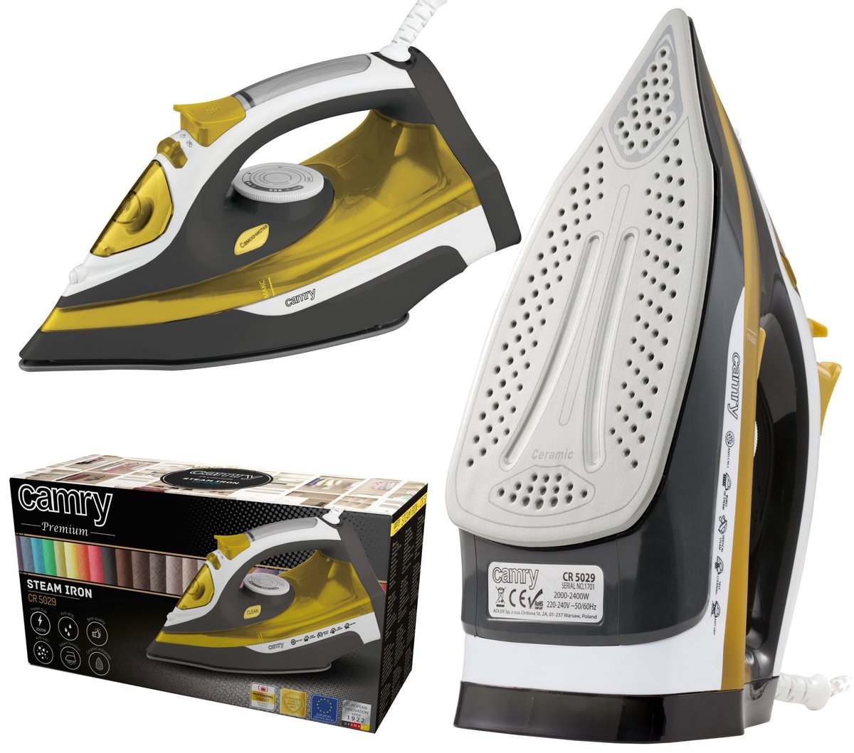 Camry Cr5029 Żelazko Ceramiczne 3000W Parowe Samoczyszczące Filtr Pion - Camry | AGD Sklep EMPIK.COM