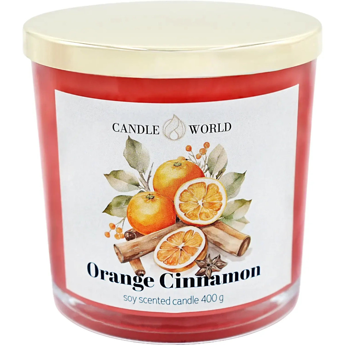 Candle World duża sojowa świeca zapachowa 2 knoty Orange Cinnamon 400 g ...