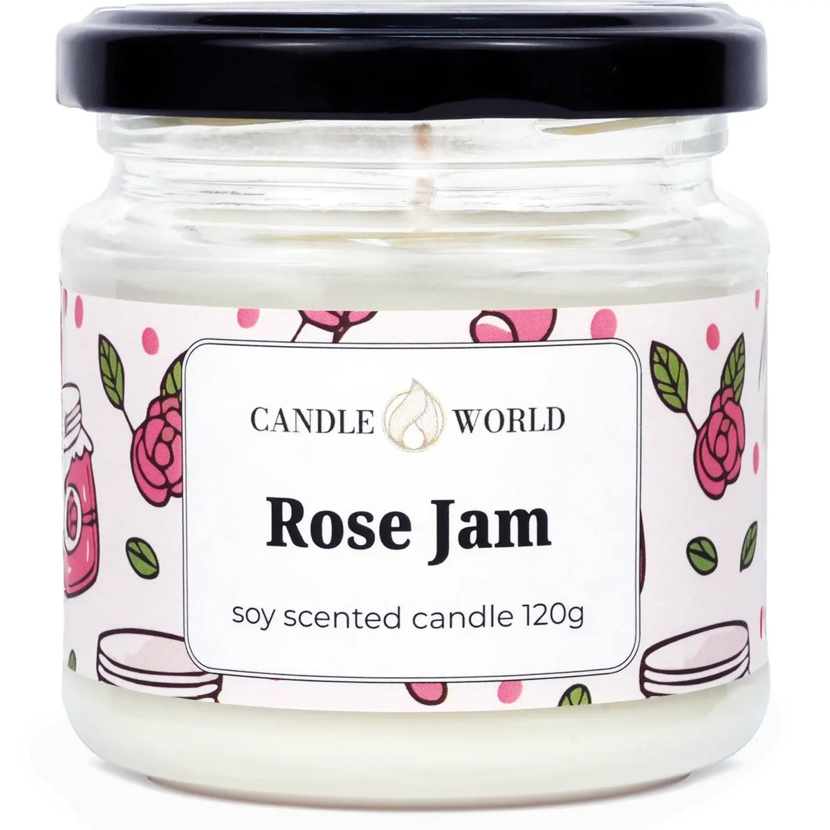 Candle World sojowa świeca zapachowa w szklanym słoiczku Rose Jam 120 g ...