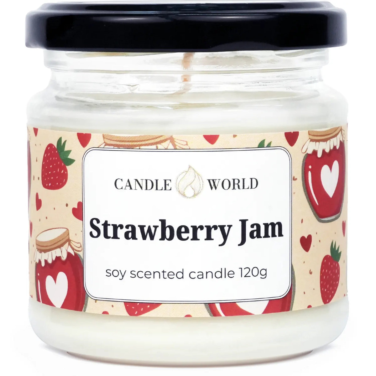 Candle World sojowa świeca zapachowa w szklanym słoiczku Strawberry Jam ...