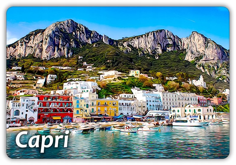 CAPRI - Miasto - Włoska wyspa - Morze - Włochy - Magnes na lodówkę ...