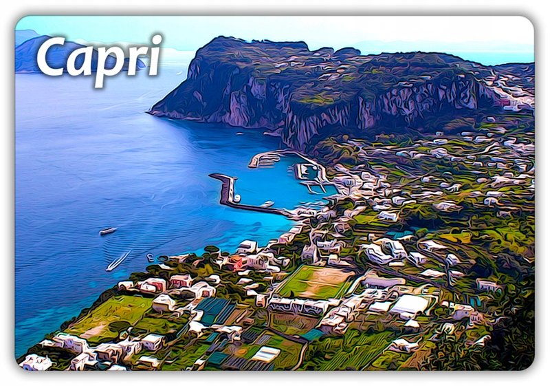 CAPRI - Wyspa - Morze - Panorama - Włochy - Magnes na lodówkę ...