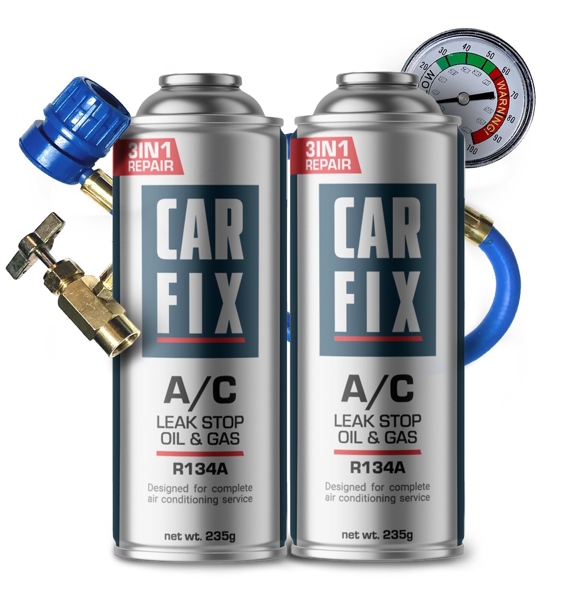 CARFIX 3w1 - 2x CZYNNIK CHŁODNICZY GAZ DO NAPEŁNIANIA KLIMATYZACJI R134A + PRZEWÓD - CarFix ...