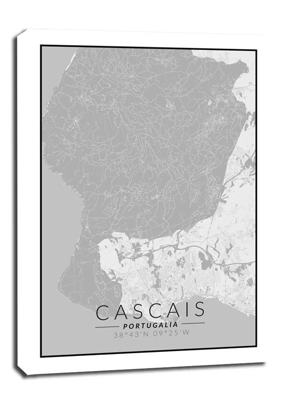 Cascais mapa czarno biała - obraz na płótnie 40x50 cm - Galeria Plakatu ...
