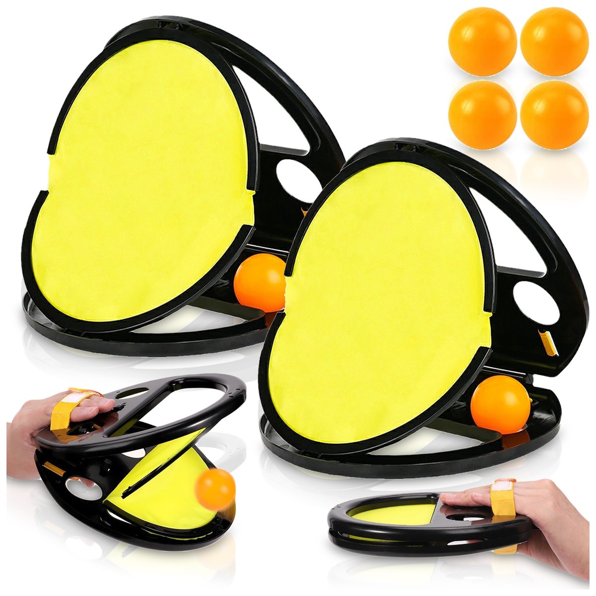 CATCH BALL GRA ZRĘCZNOŚCIOWA RZUCAJ ŁAP DLA DWOJGA 2x PALETKI + 4 PIŁKI ...