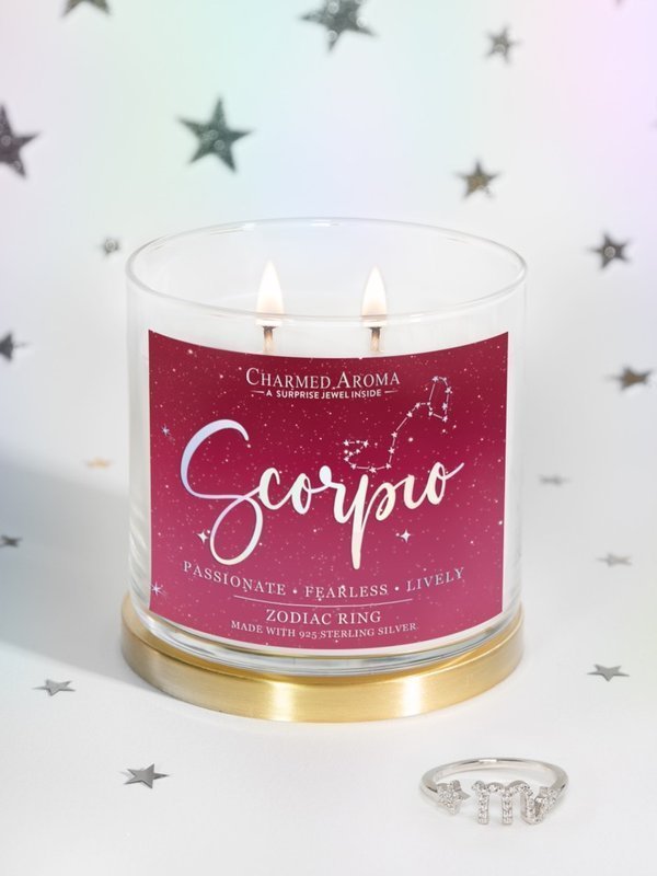 Charmed Aroma sojowa świeca zapachowa z biżuterią 12 oz 340 g Pierścionek - Scorpio Skorpion ...