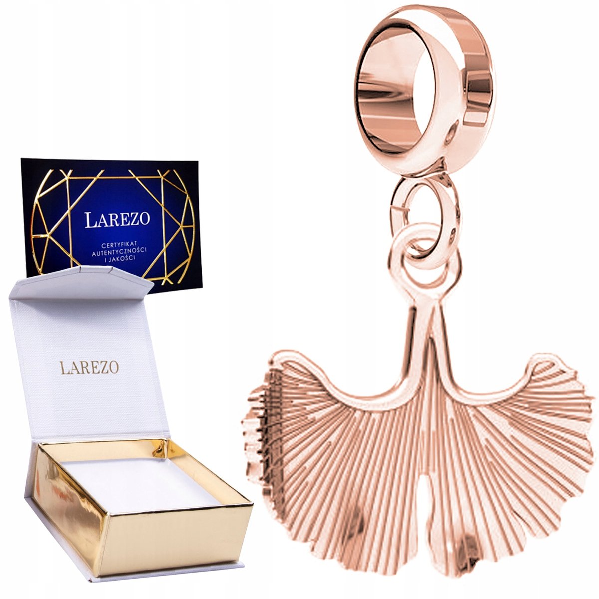 Charms liść miłorząb różowe złoto srebro 925 - LAREZO | Moda Sklep EMPIK.COM
